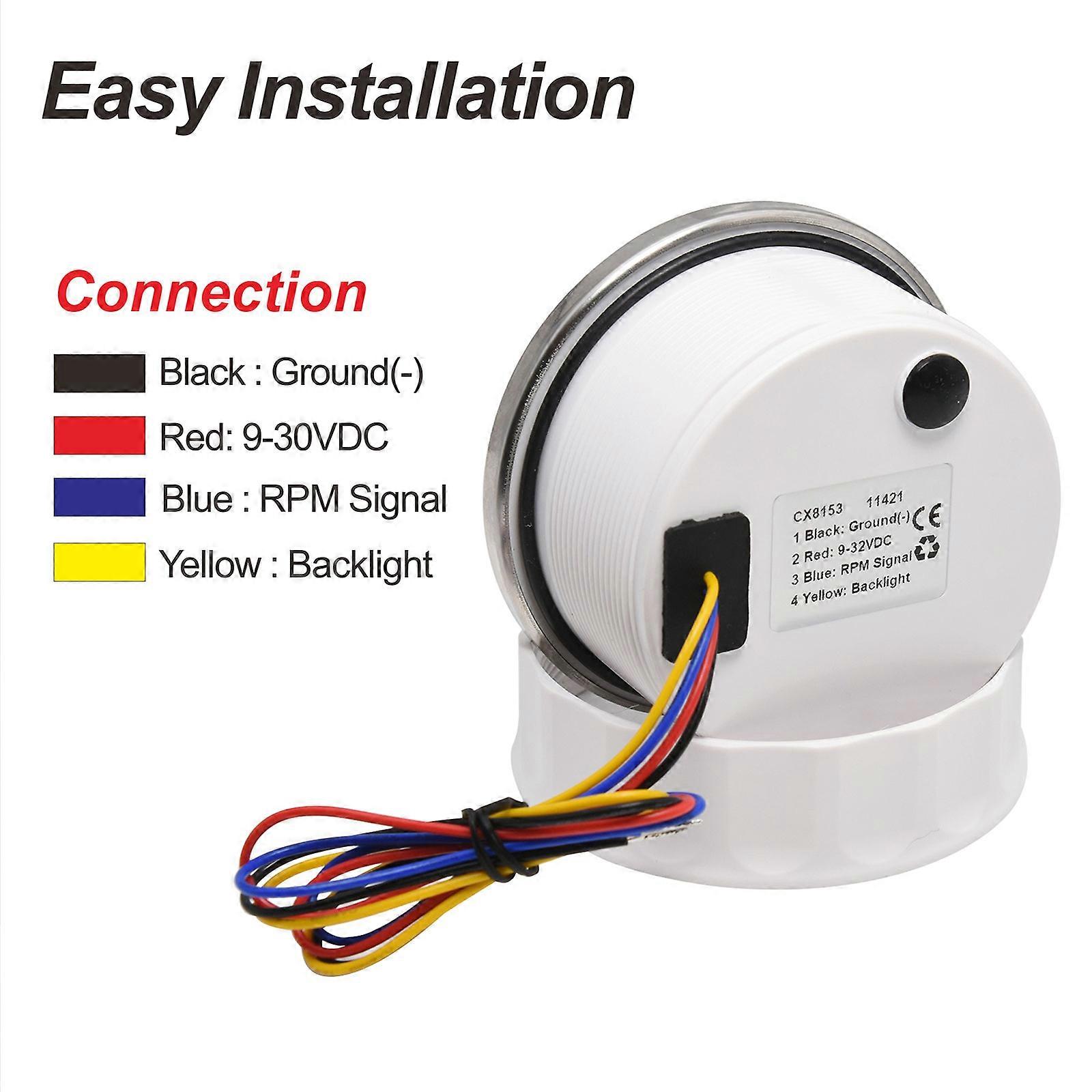 8000 RPM 85MM Tachometer Tacho Gauge With Digital Hourmeter 7 Color ...