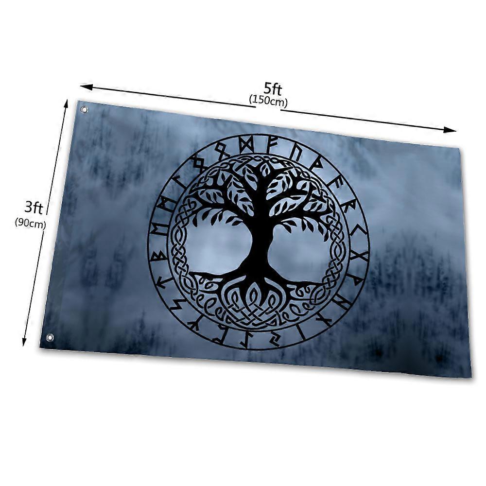 Yggdrasil Tree Runes Flag Viking Tree of Life Flags Norse Mythology ...