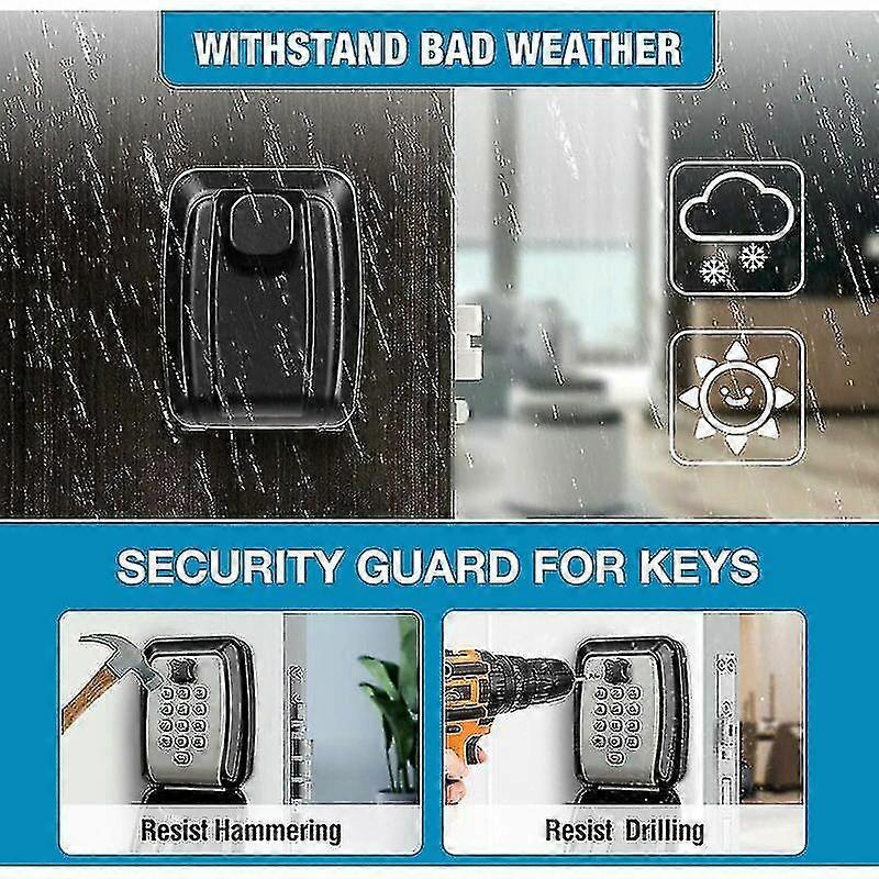 Waterproof Key Safe Box Wall-mounted Key Box Outdoor Key Box Safe Key ...