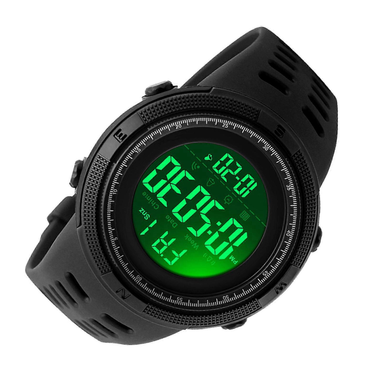 All Black Men's Digital Watch: 50M Water Proof LED Backlight Sports ...