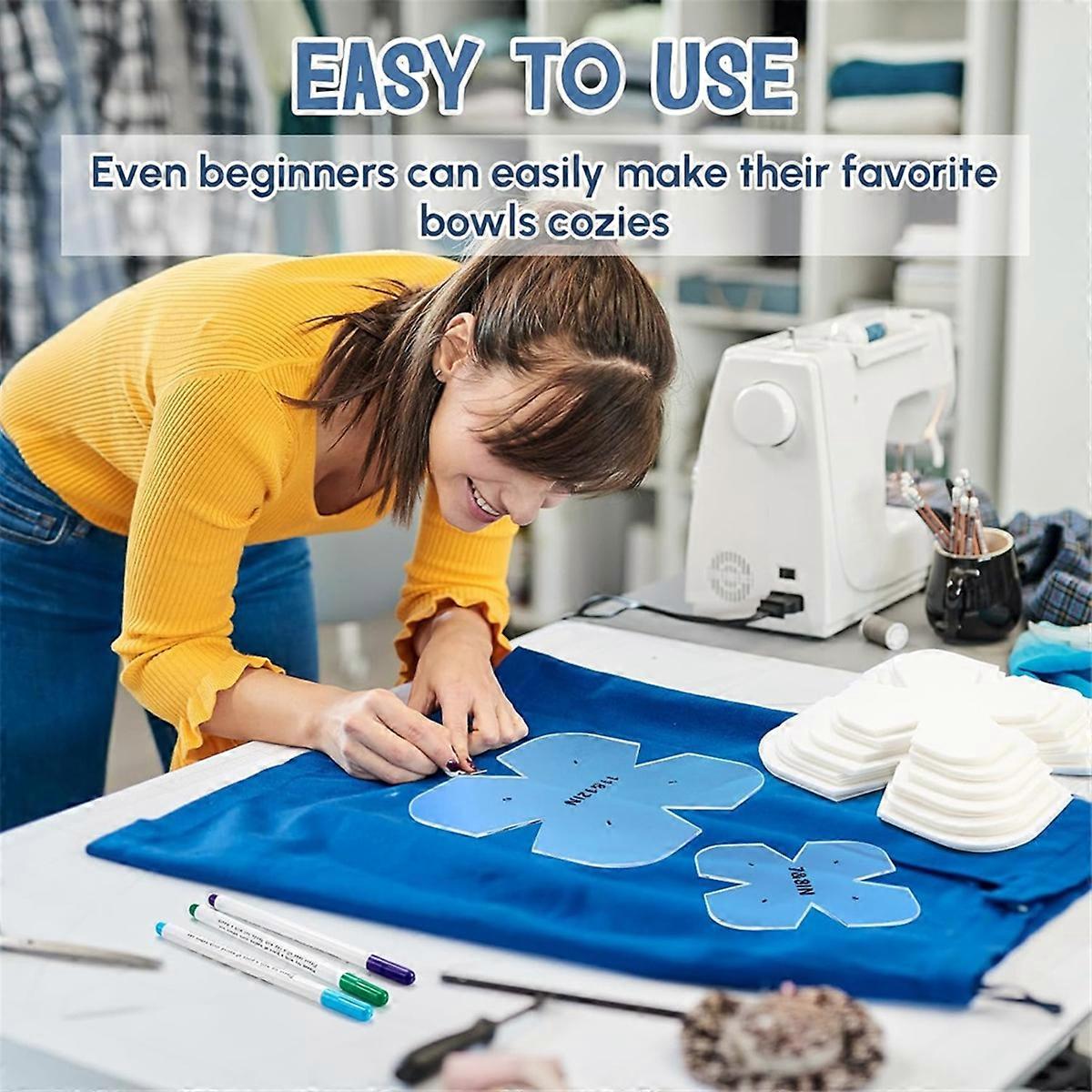 Bowl Cozy Template Set Sewing Pattern Templates with 4 Water-Soluble ...