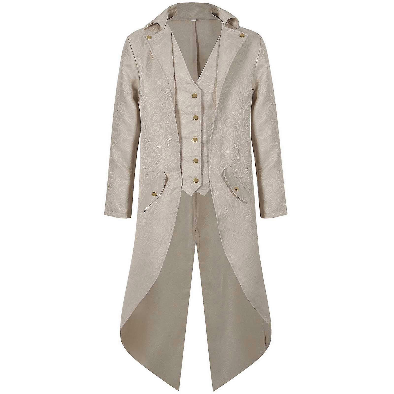 Men's Medieval Vintage Mid-Length Punk Vintage Solid Color Tuxedo ...