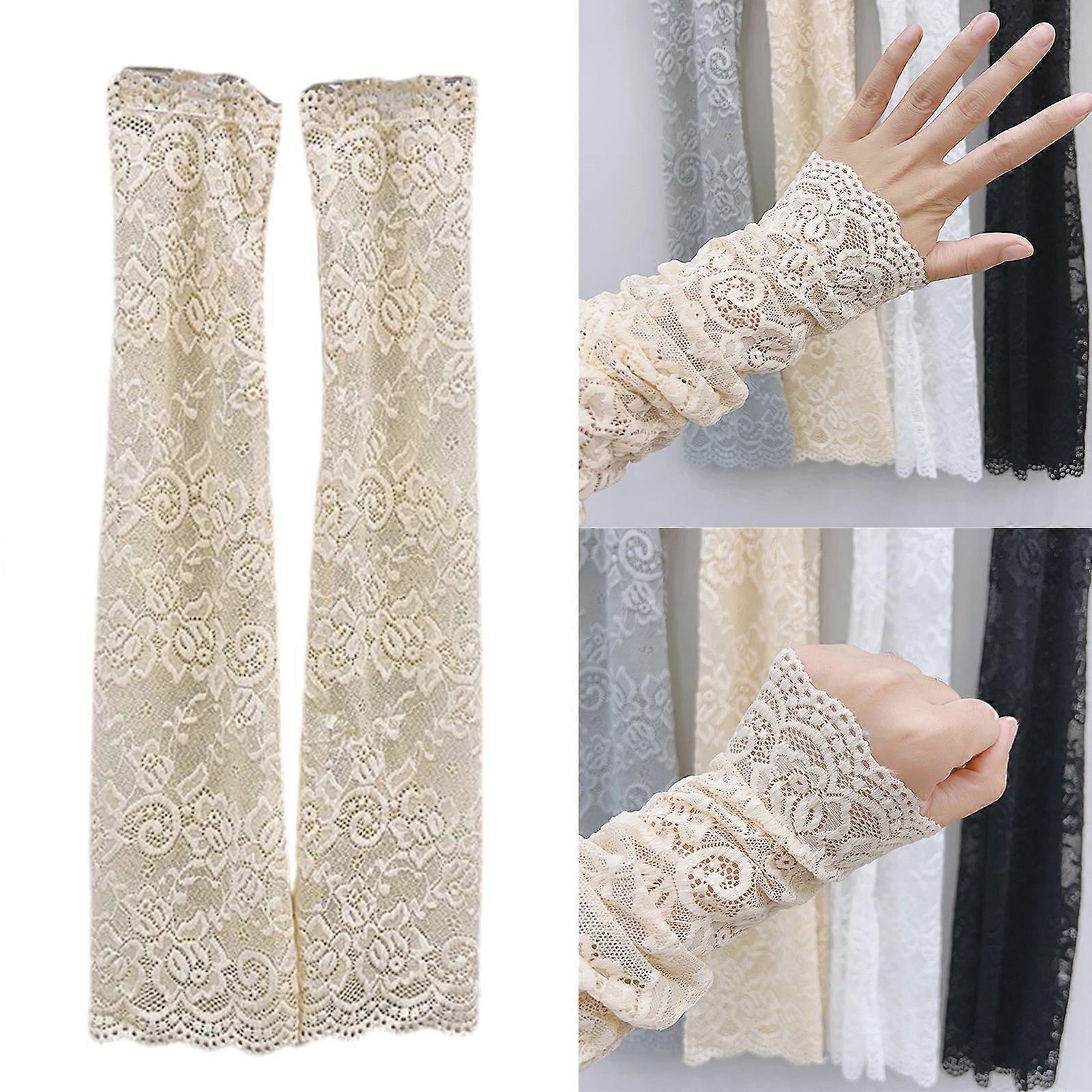 UVS Protection Lace Arm Sleeves,Women's Floral Lace Sleeves Hollow Out ...