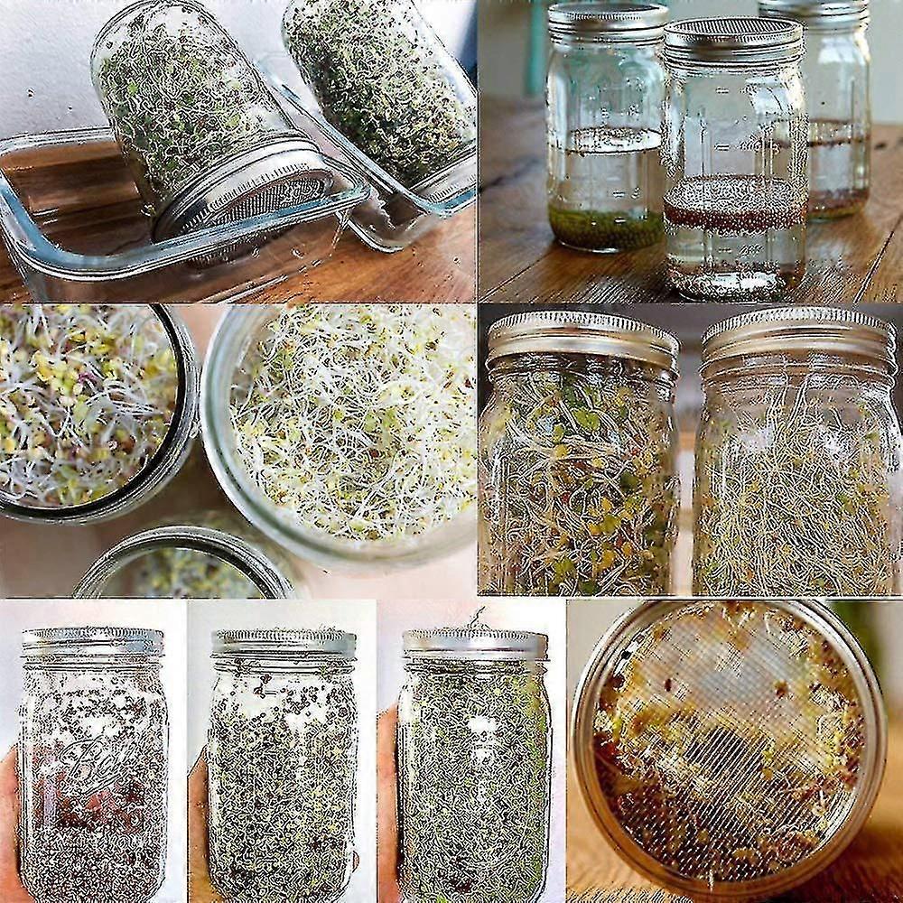 4 Pack Sprouting Jar Screen Lids, 304 Stainless Steel Sprouting Lids ...
