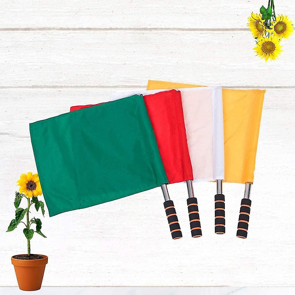 4pcs Sports Referee Flag Signal Flags Solid Flag With Stainless Steel ...