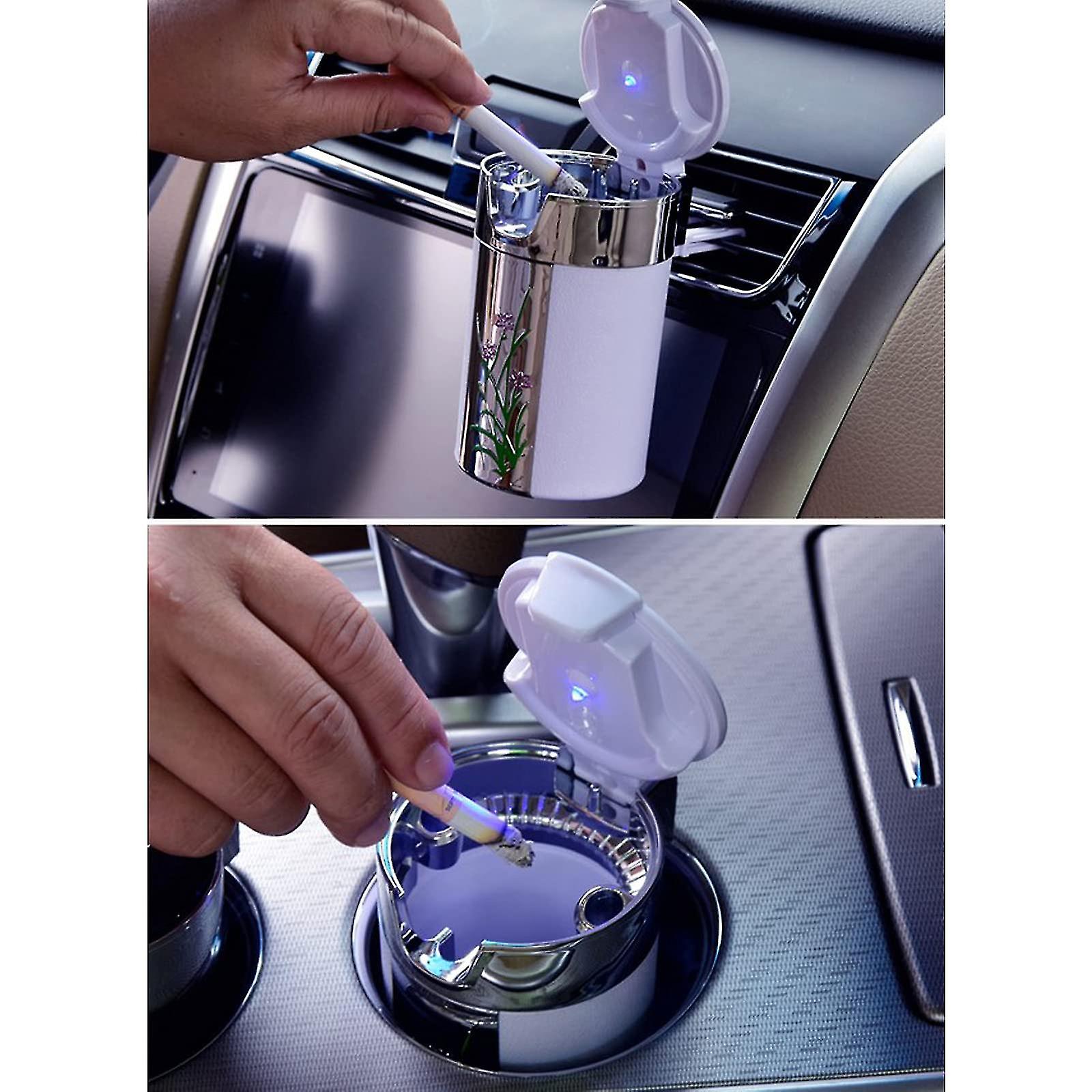 Portable Travel Car Ashtray, Car Ashtray With Lid And Led Lights ...