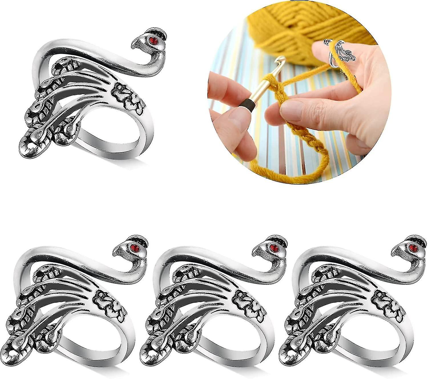 Adjustable Crochet Stitch Loop Knitting Creel 4pcs Alloy Open Finger ...