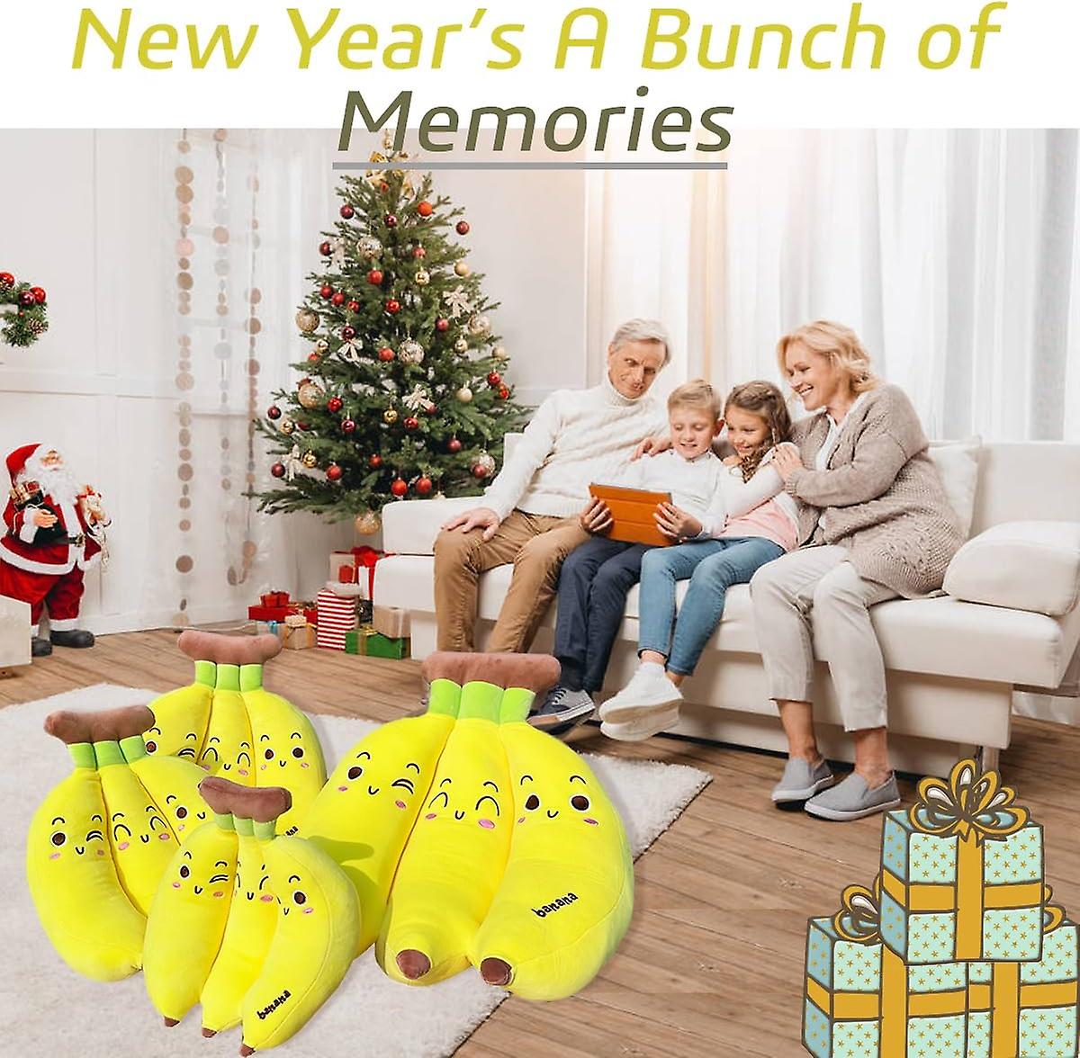 Banana Plush Pillow - 13" A Bunch of Banana Stuffed Animal with Cute ...