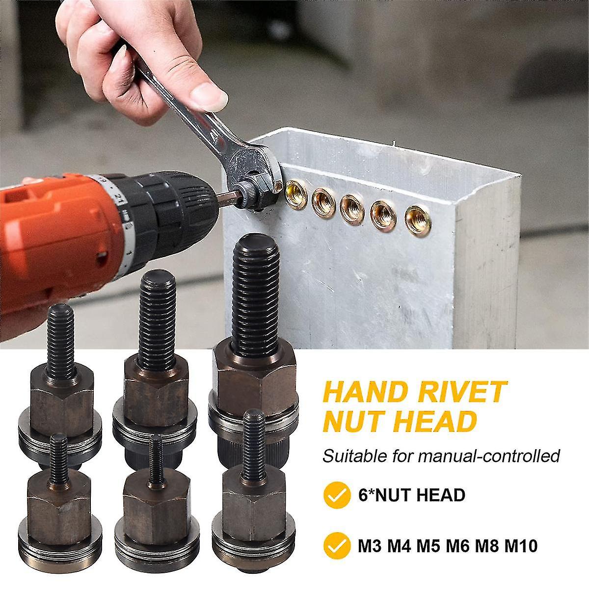 6Pcs Hand Rivet Nut Head Nuts Simple Installation Manual Riveter Rivnut ...