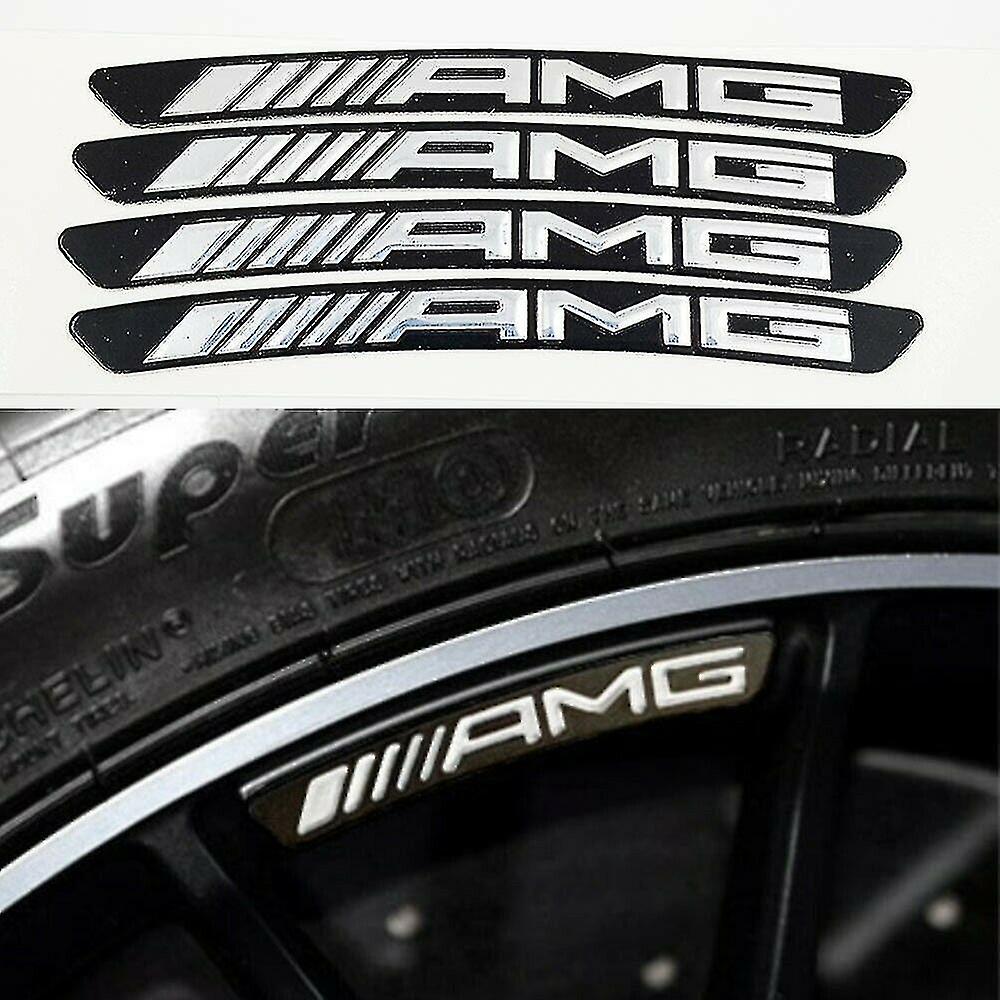4pcs Alloy Mercedes Amg Wheel Rim Sticker Emblem Badge Black | Fruugo UK