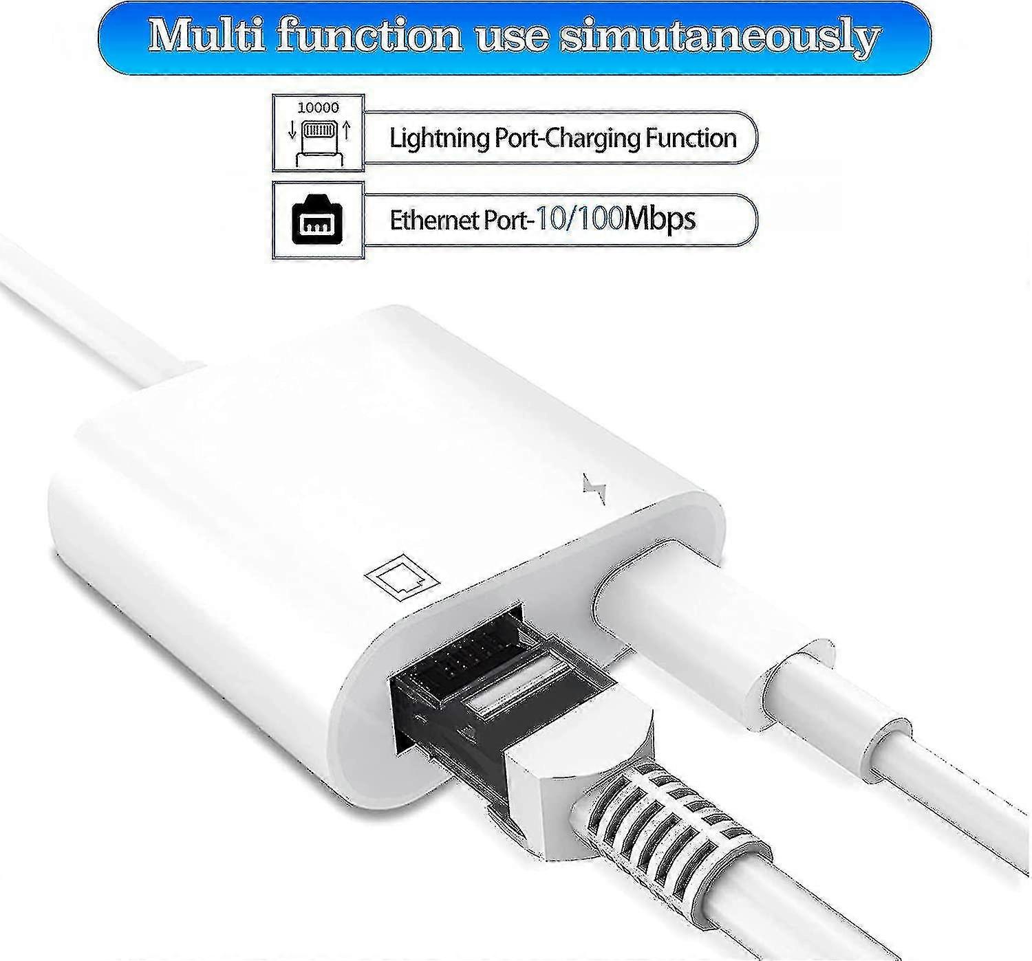 Lightning To Ethernet Adapter, Compatible 2 In 1 Ethernet Lan Network ...