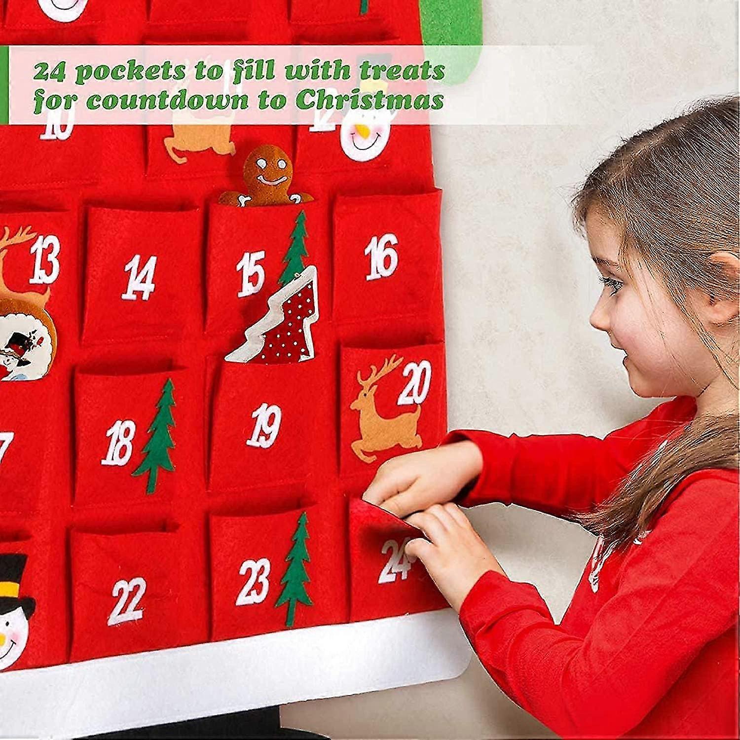 Felt Santa Advent Calendar, Fillable Advent Calendar For Kids, Fabric ...