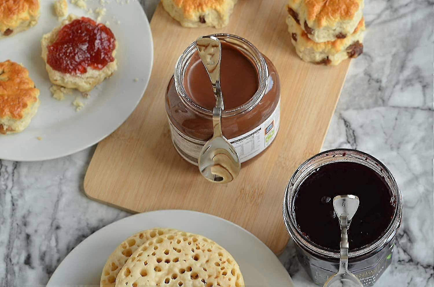 Jam Spoons, 2 Long Straight Hanging Cup Spoons, 2 Short Straight ...