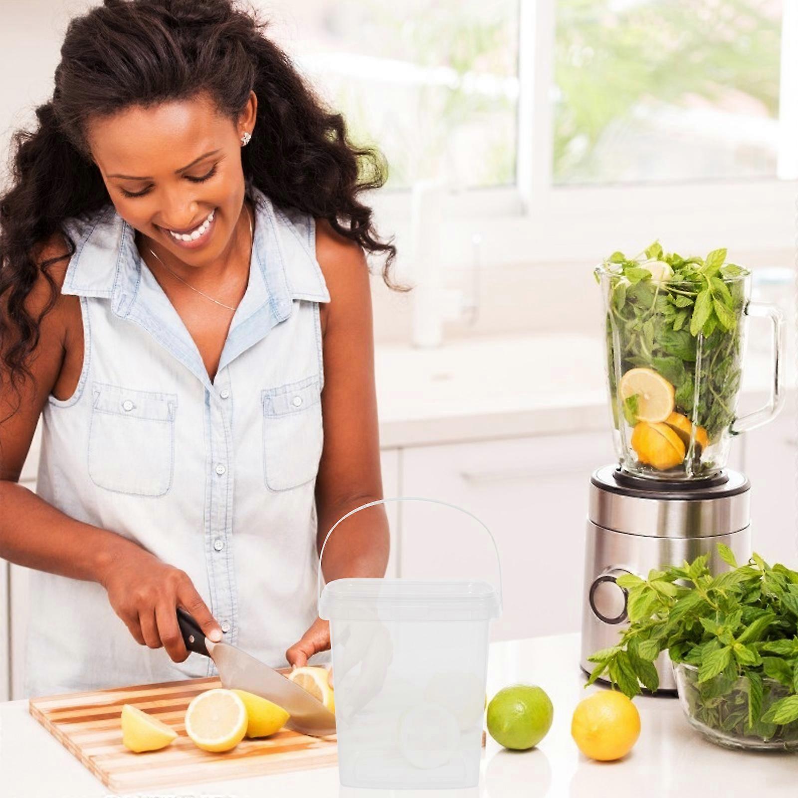 6pcs Square Clear Small Bucket with Lid Ice Cream Bucket Milk Tea ...