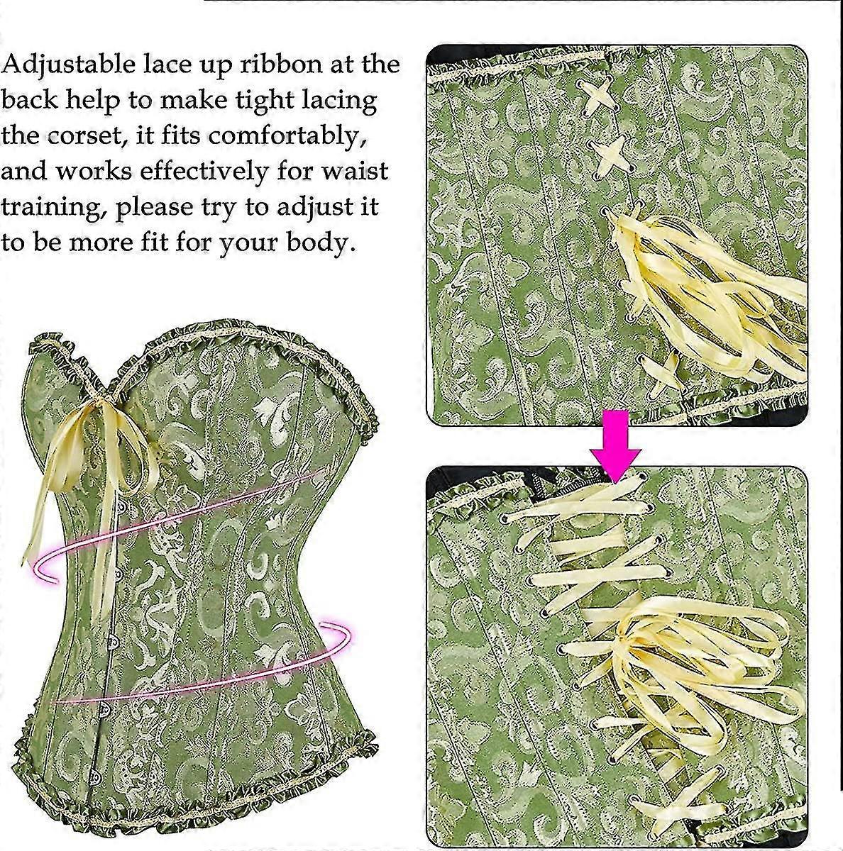 Szivyshi Women's Overbust Sweetheart Lace Up Plastic Bones Corset ...