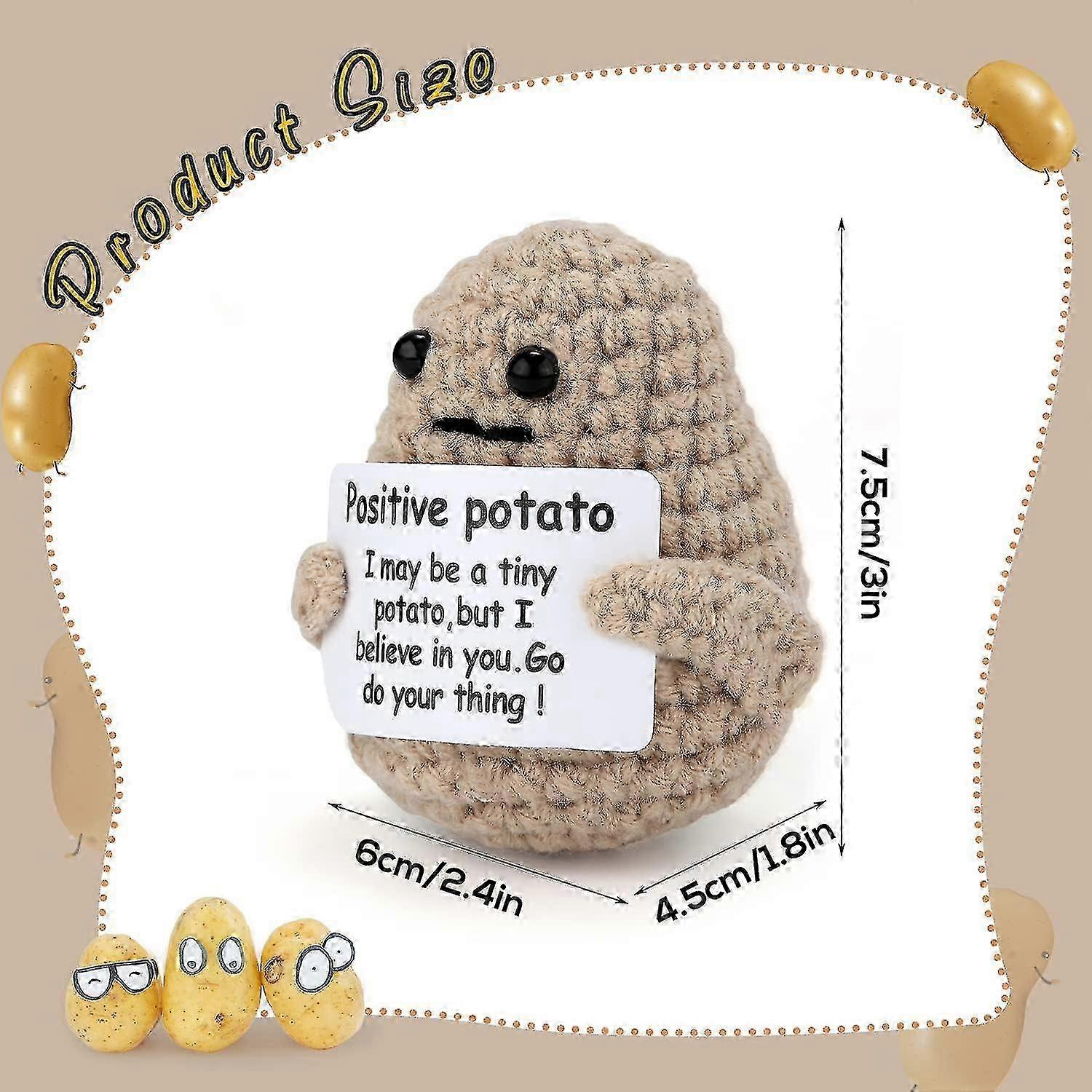 Mini Funny Positive Potato, 3 Inch Knitted Potato Toy With Positive ...