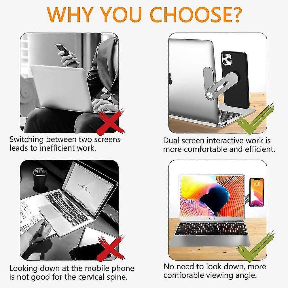 Laptop Phone Holder, Adjustable Laptop Side Mount Clip, Laptop Stand ...