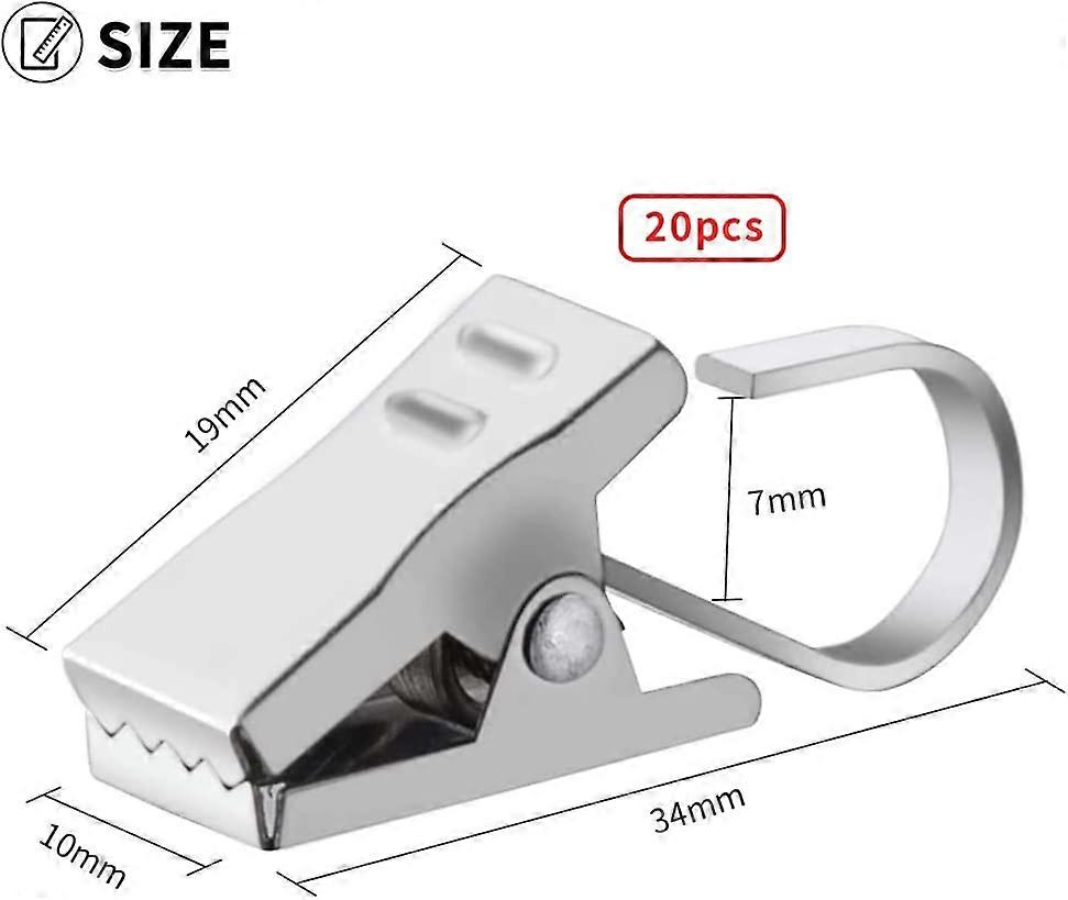Stainless Steel Curtain Clips, 20pcs 35mm Curtain Rod Clips, Shower ...