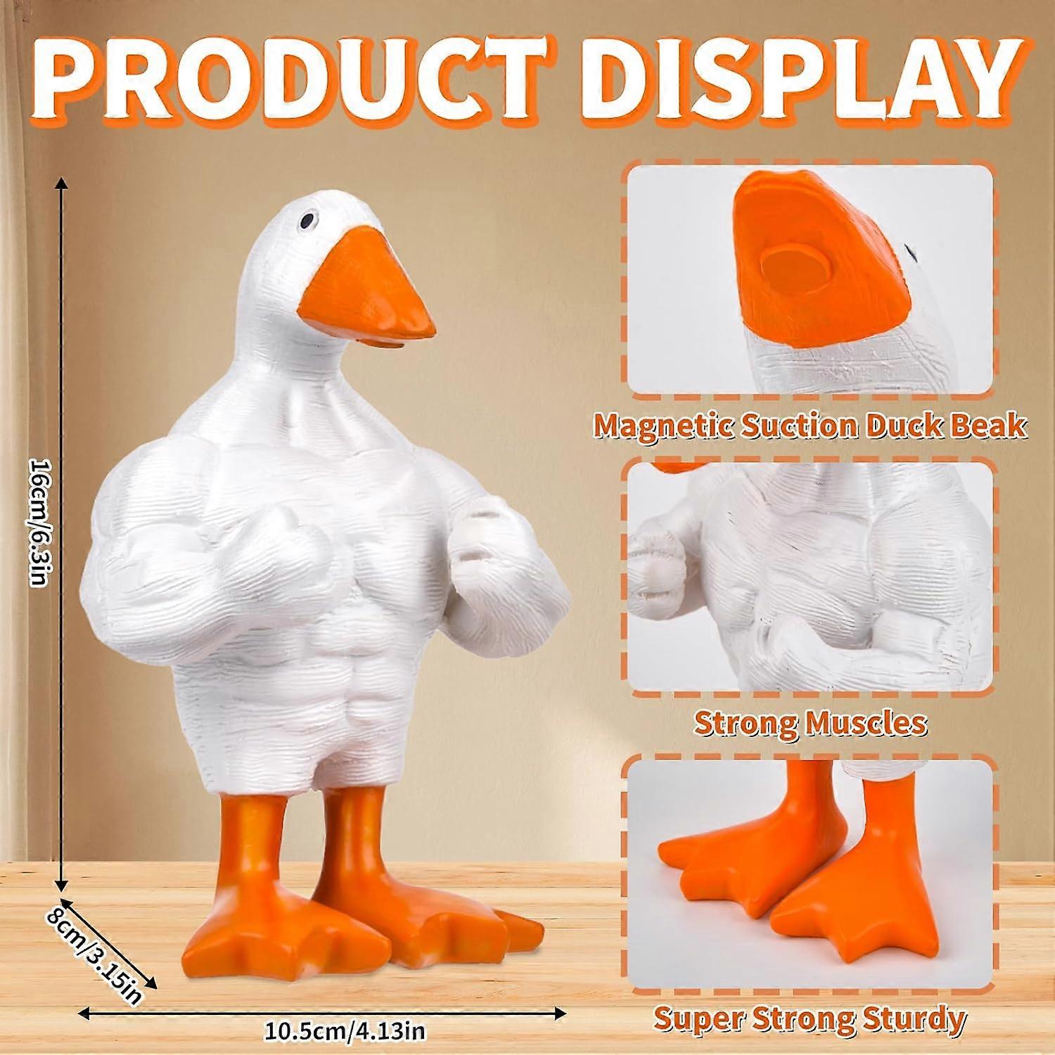 Pipihome Magnetic Goose Duck Key Holder Muscular Duck Statue Ornament ...