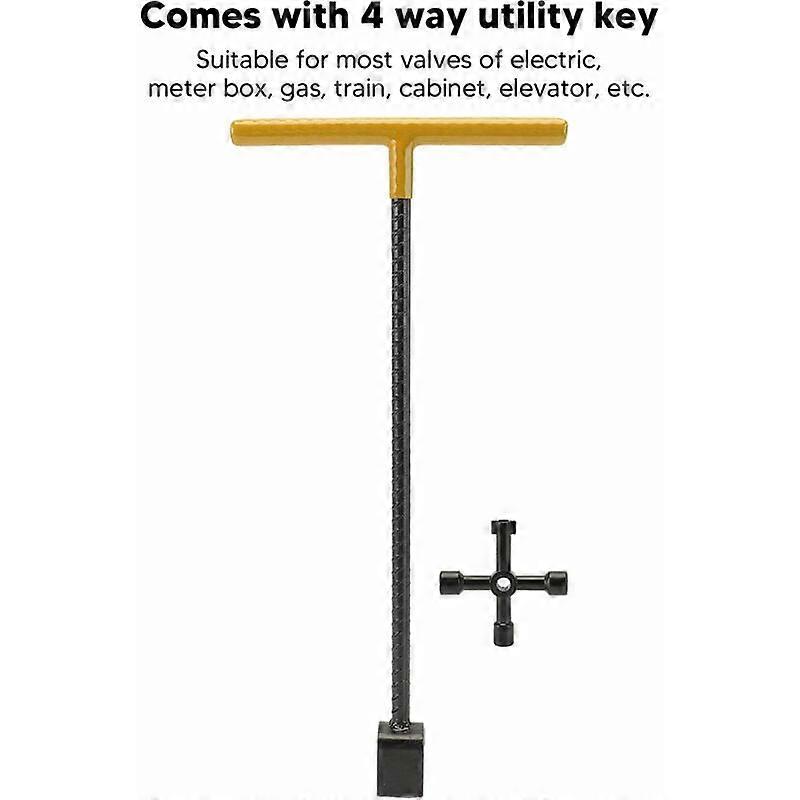 16 Inch Steel Water Meter Multi-Function Wrench T-Handle Curb Wrench ...