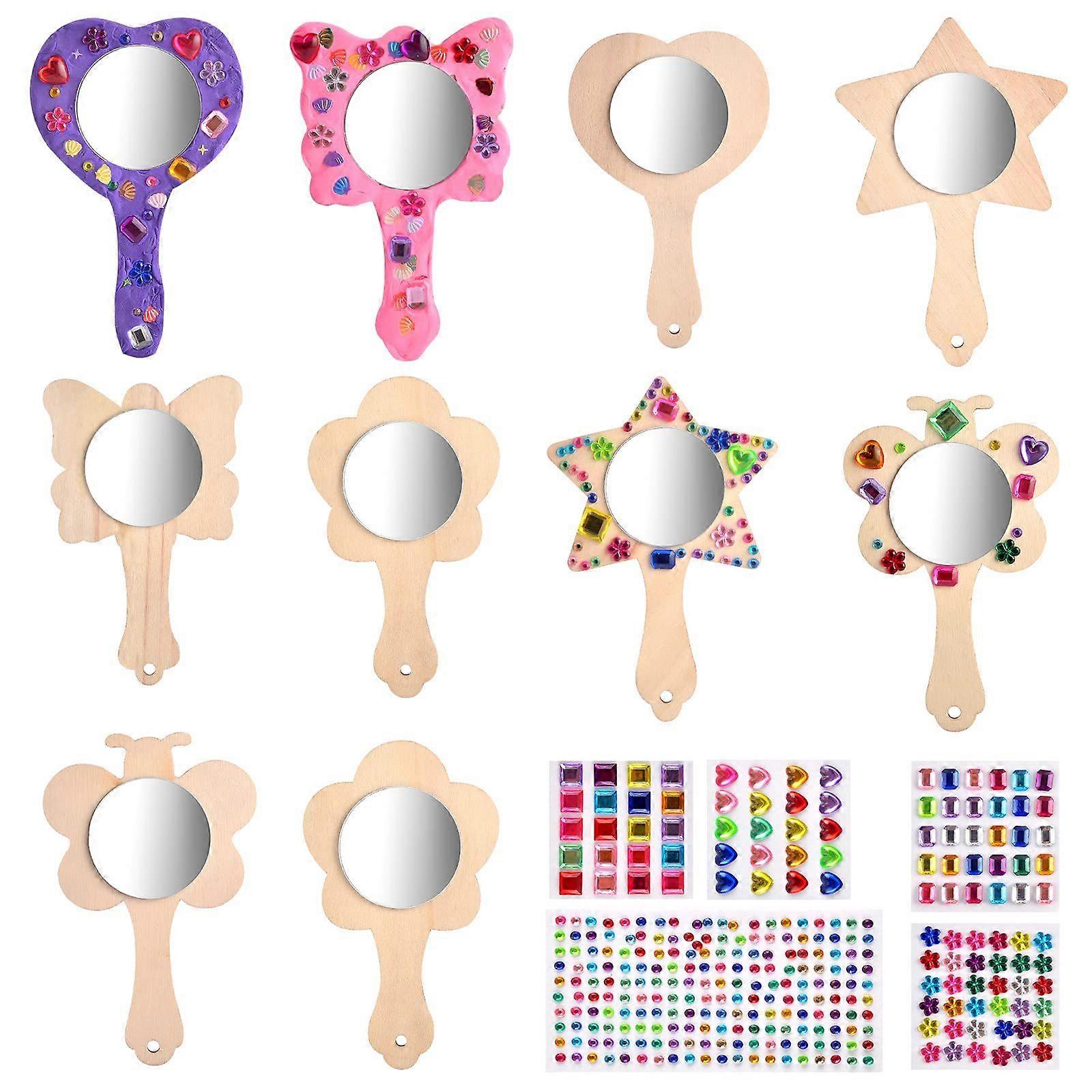 Pack of 10 DIY Wooden Mirror Crafts for Children Mini Wooden Princess ...