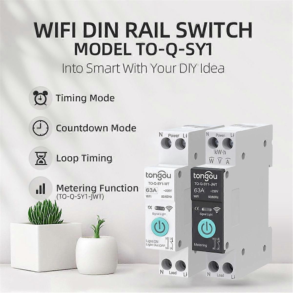 DC WIFI Smart Circuit Breaker 63A DIN Rail for Smart Home Wireless ...
