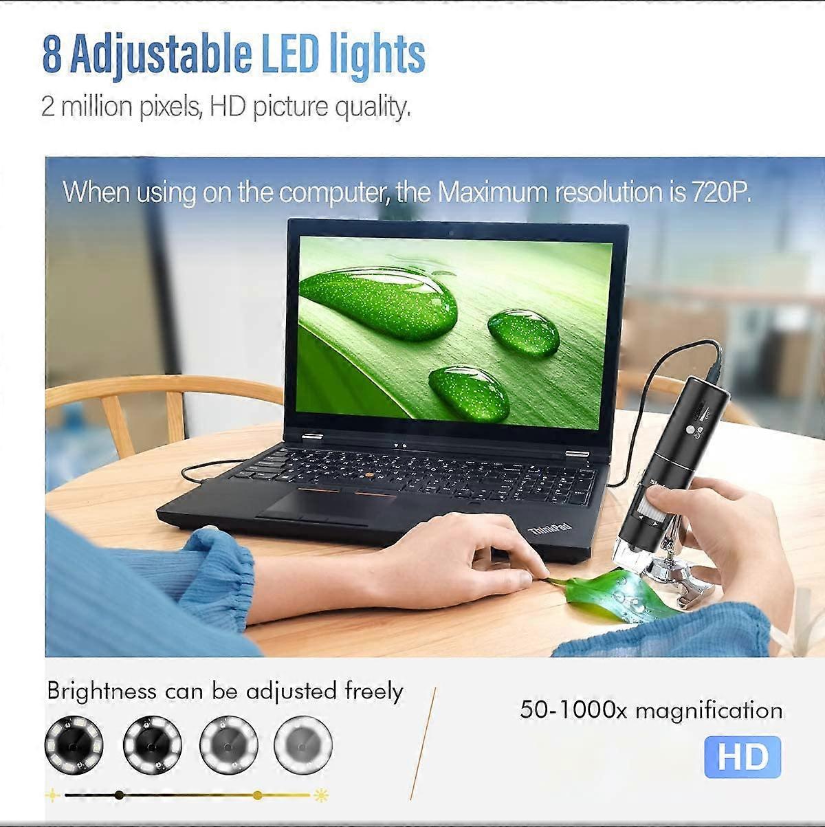 Digital Microscope, Hd Microscope Camera For Live-View Zoom With 50X ...