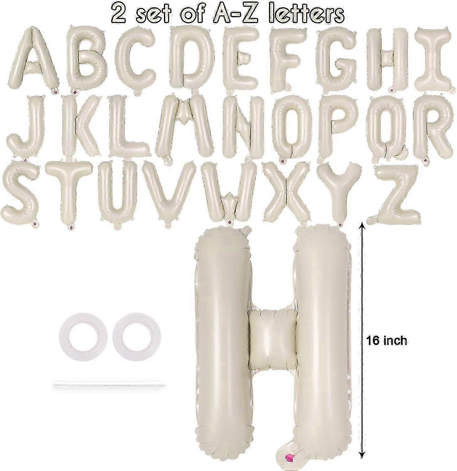 52 Pcs Cream Letter Balloons,16 Inch Foil Alphabet Letter Balloons ...