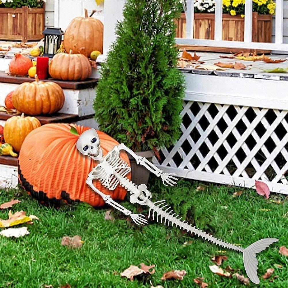 Life Size Skeleton Mermaid Skeleton Halloween Outdoor Decorations ...