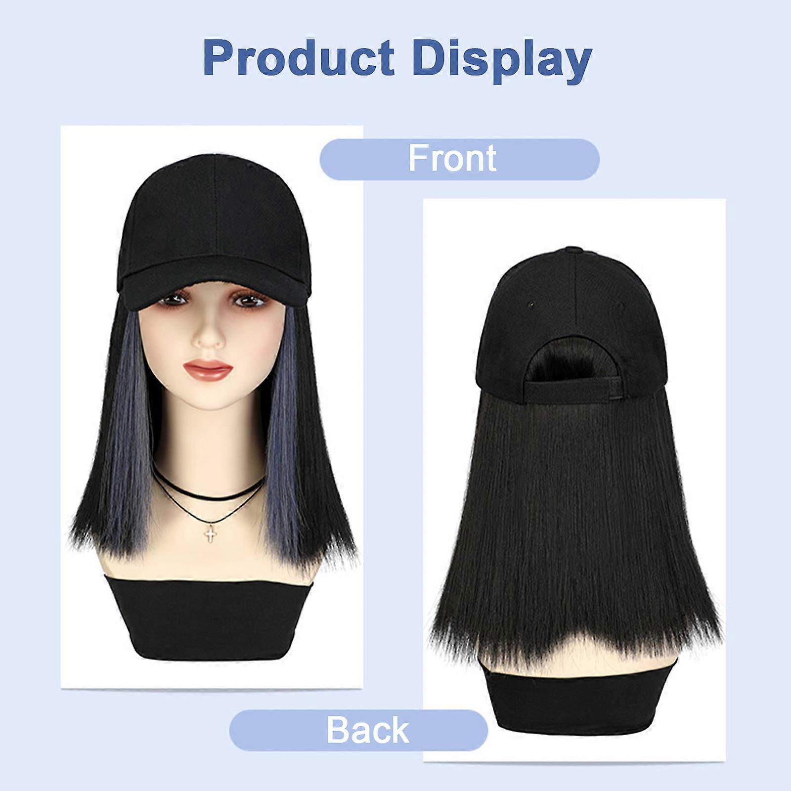 Short Straight Hair Wig with Cap Women's Baseball Cap Wigs High ...