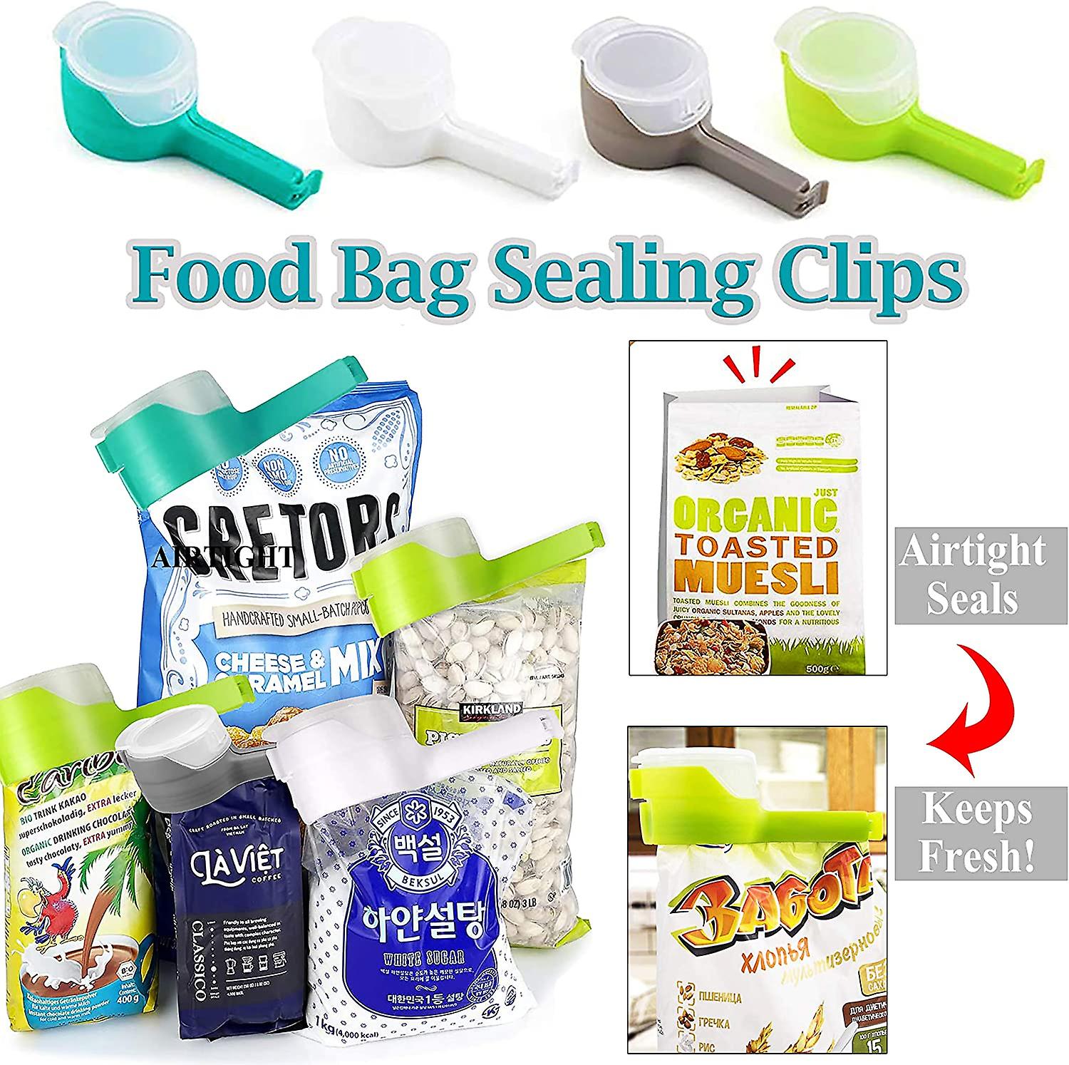 Food Bag Clips, Food Storage Sealing Clips With Spout, Kitchen Chip Bag ...