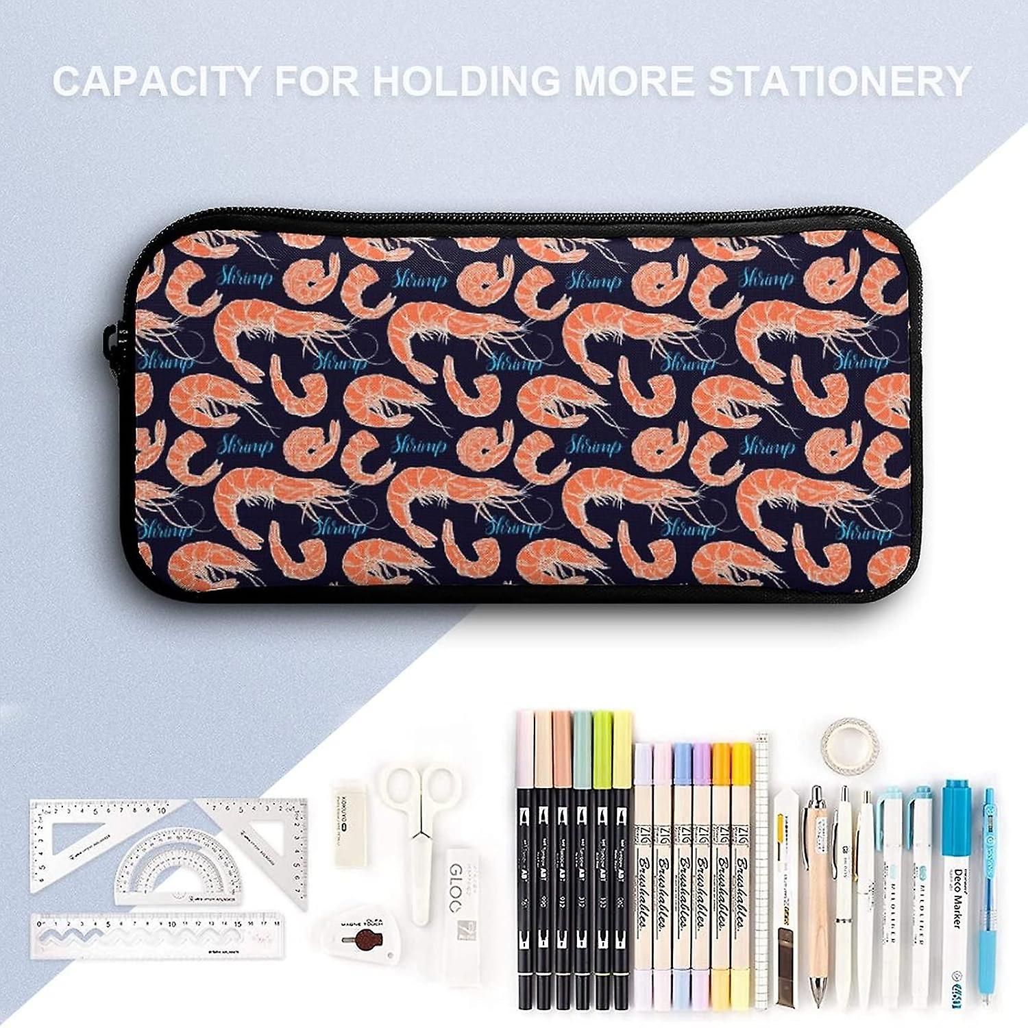 Shrimp Pattern Sea Food Pencil Cases Pen Storage Bag Pen Pouch Office ...