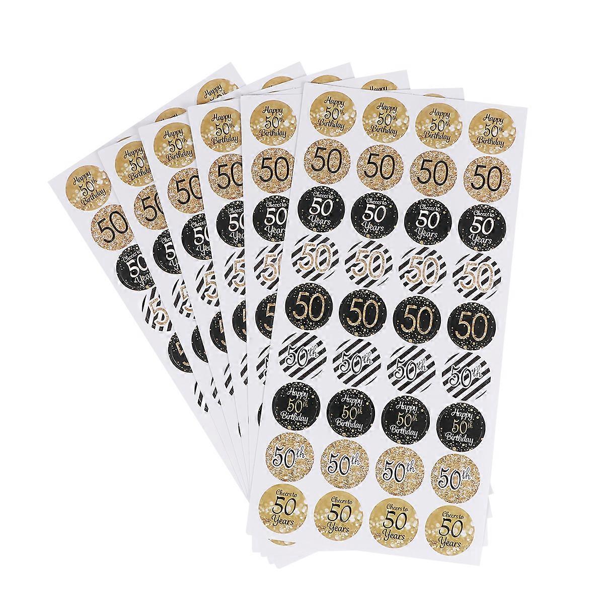 216 Pcs Circle Stickers 50th Birthday Decals 50th Anniversary Party ...