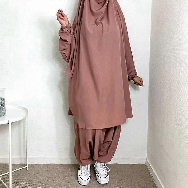 Jilbab 2 Piece Set Long Khimar Hijab Dress Prayer Clothes Women Muslim Sets Hooded Abaya Pant ...