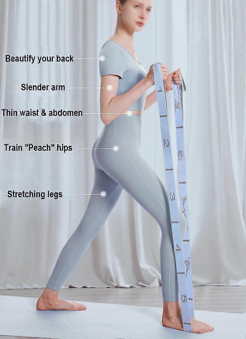 Yoga Strap, Yoga Mat Strap, Sports Stretch Elastic Exercise Band with 8 ...