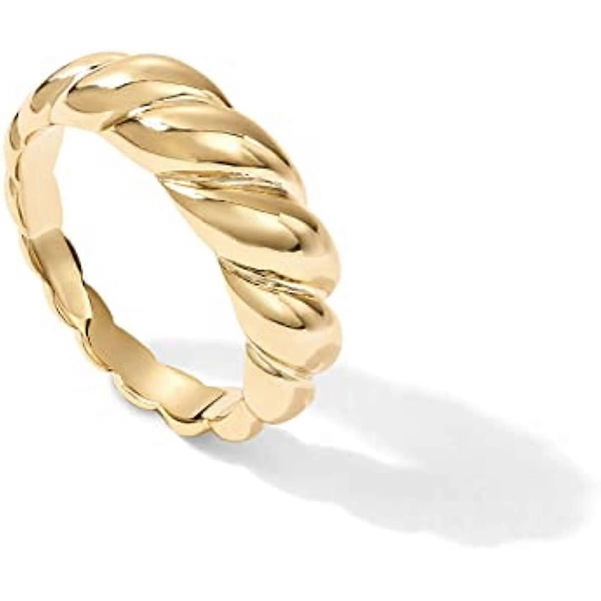 14K Gold Plated Croissant Dome Ring Twisted Braided Gold Plated Ring | Chunky Signet Ring ...
