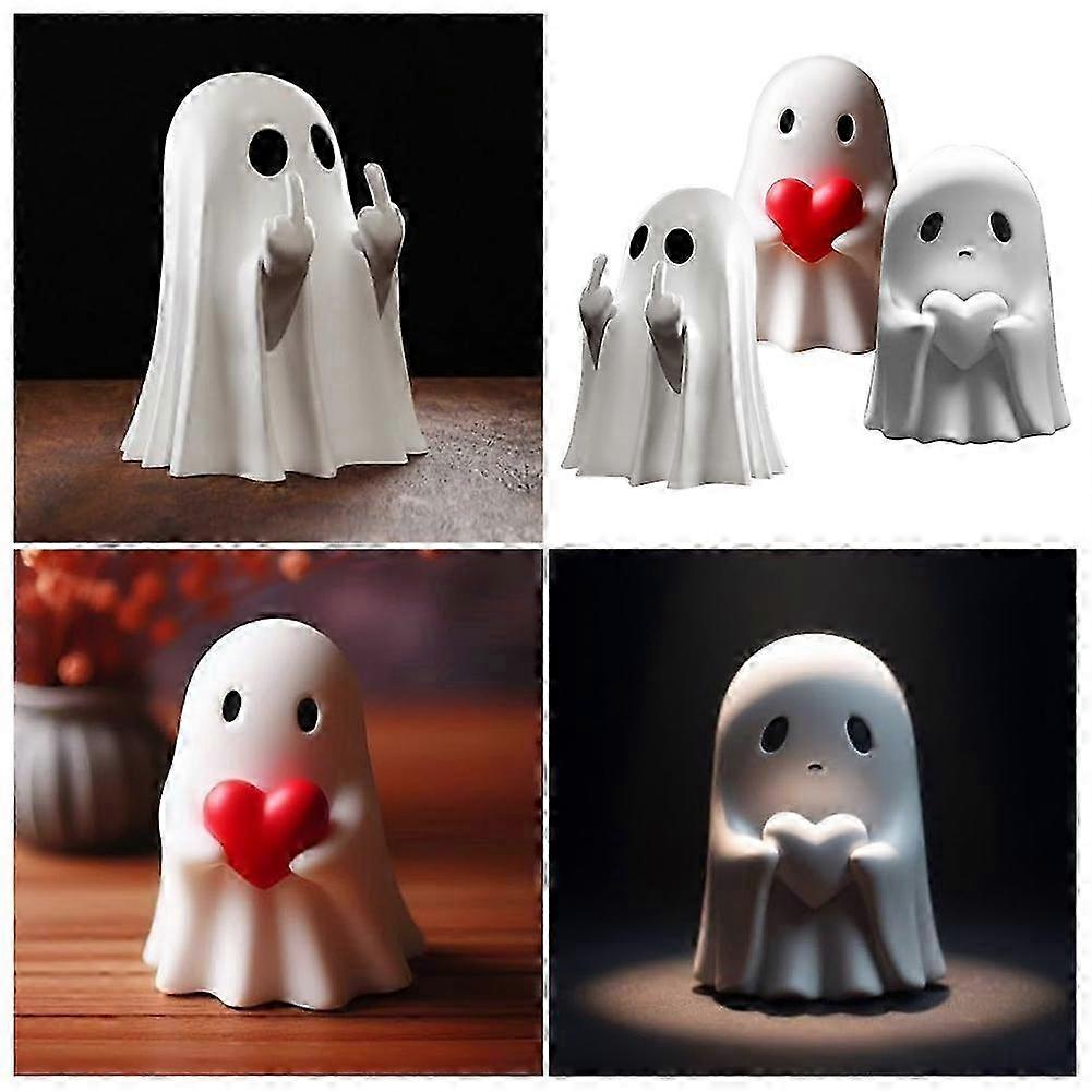 Spooky Cute Ghost Figurine 2024 Mini Scary Ghost Middle Finger/Holding ...