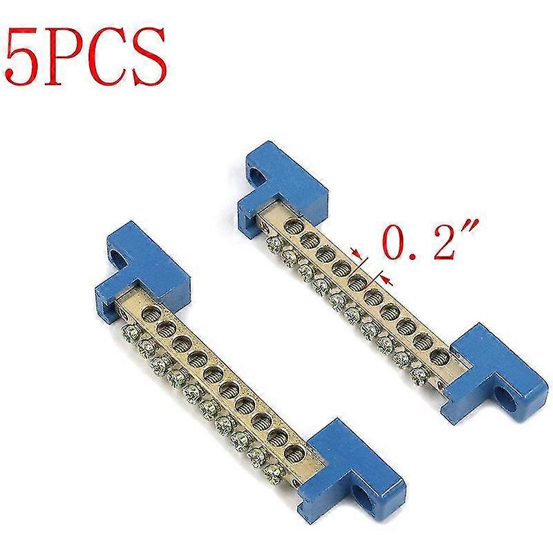 Terminal Block Blue Terminal Bus Bar 10 Positions Screw Brass Terminal ...