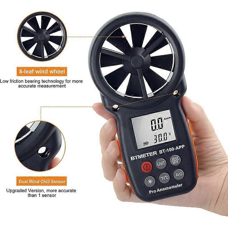Handheld digital anemometer, bluetooth wireless anemometer, wind chill ...