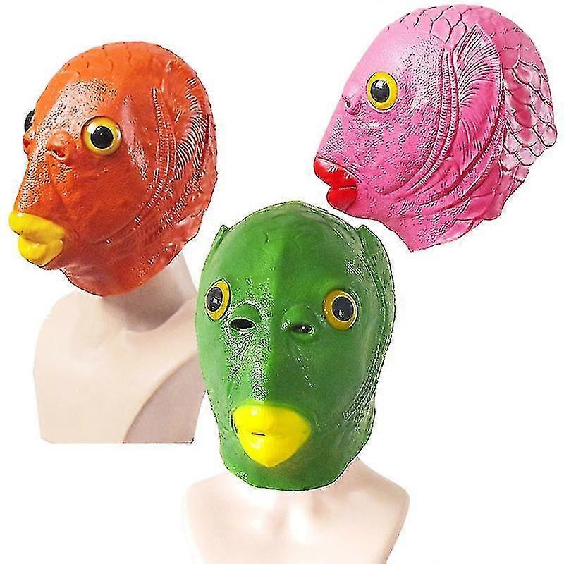 Latex Head Cover Green Fish Monster Fish Halloween Cosplay Dress Up ...