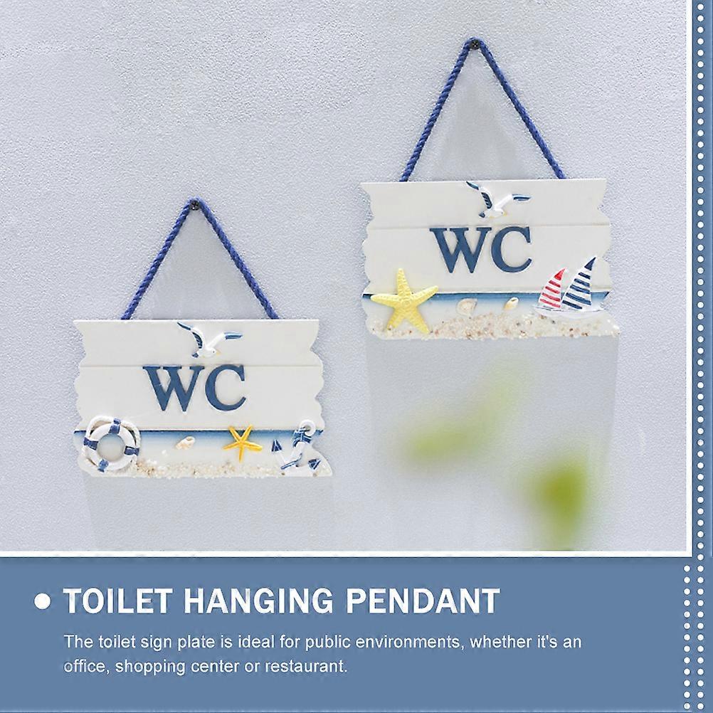 2pcs Toilet Signs WC Sign Wall Sign Mediterranean Style Hanging WC Door ...