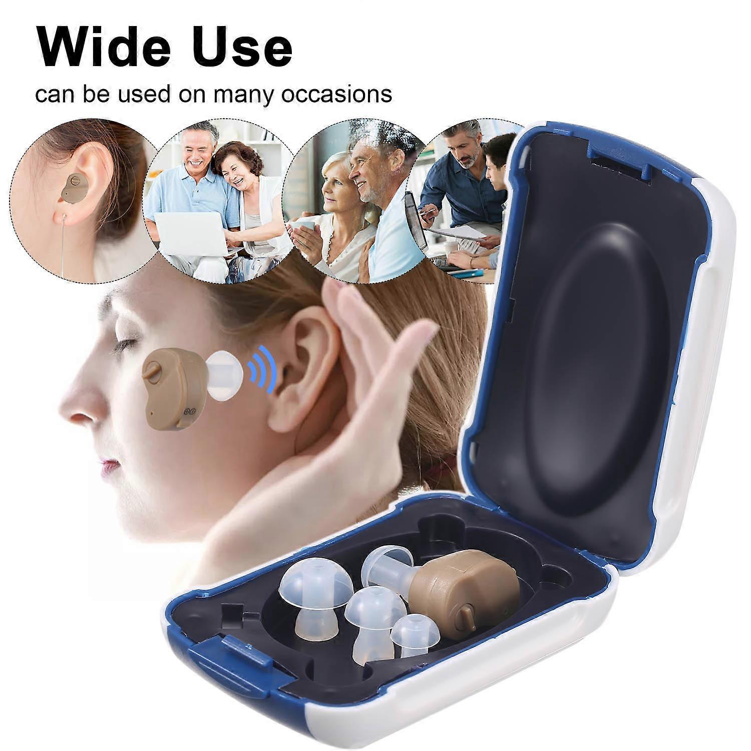 Sound Amplifier Hearing Aids with Storage Case Portable Battery Powered ...
