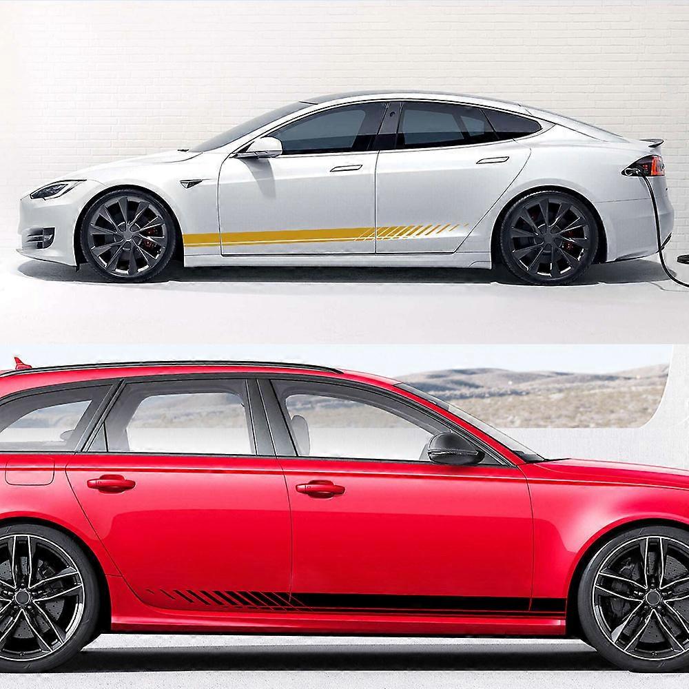 2PCS Car Door Side Skirt Stripe Stickers Racing Sport Vinyl Decal ...
