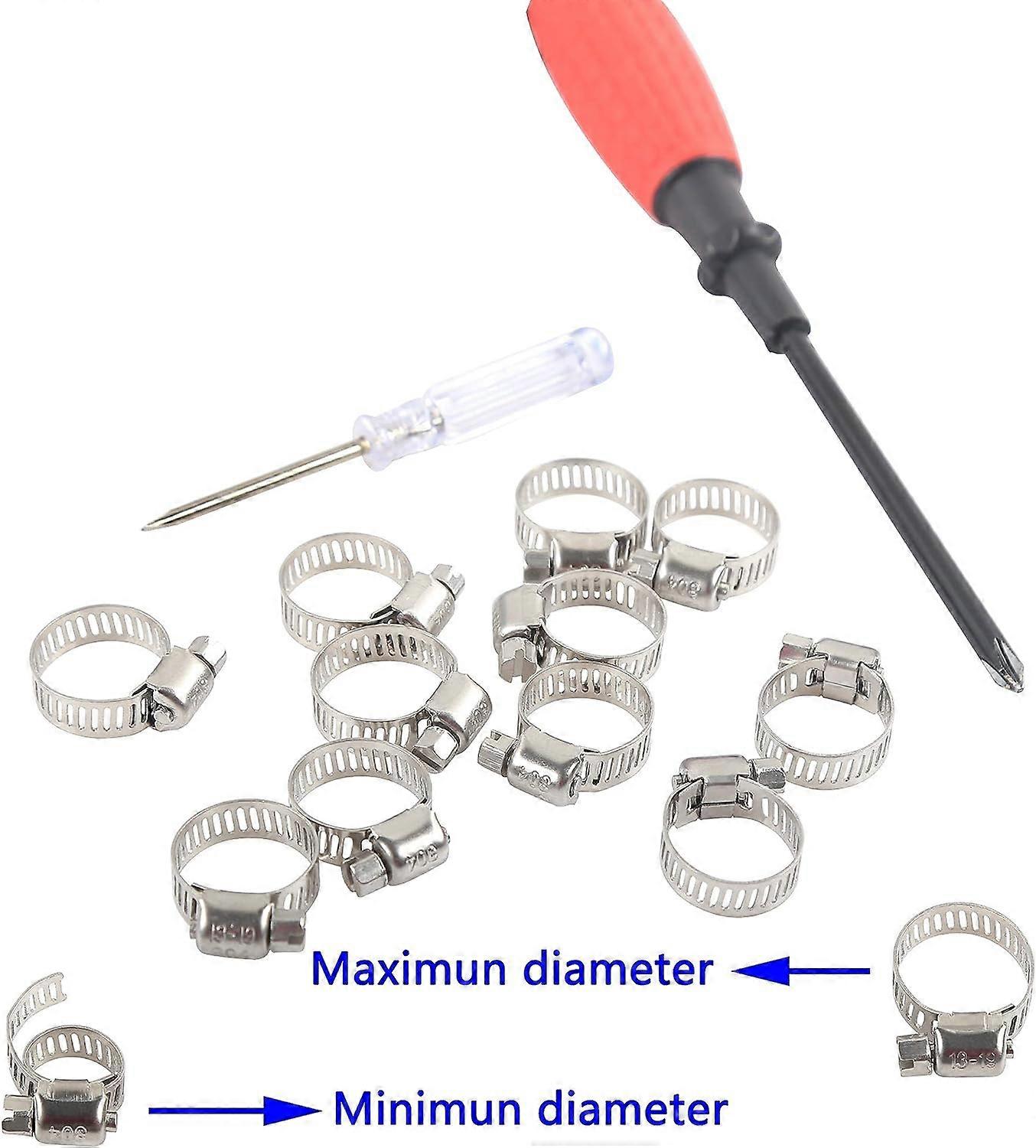 Hose Clamp Clamps 10-16mm Adjustable 304 Stainless Steel Hose Clips ...