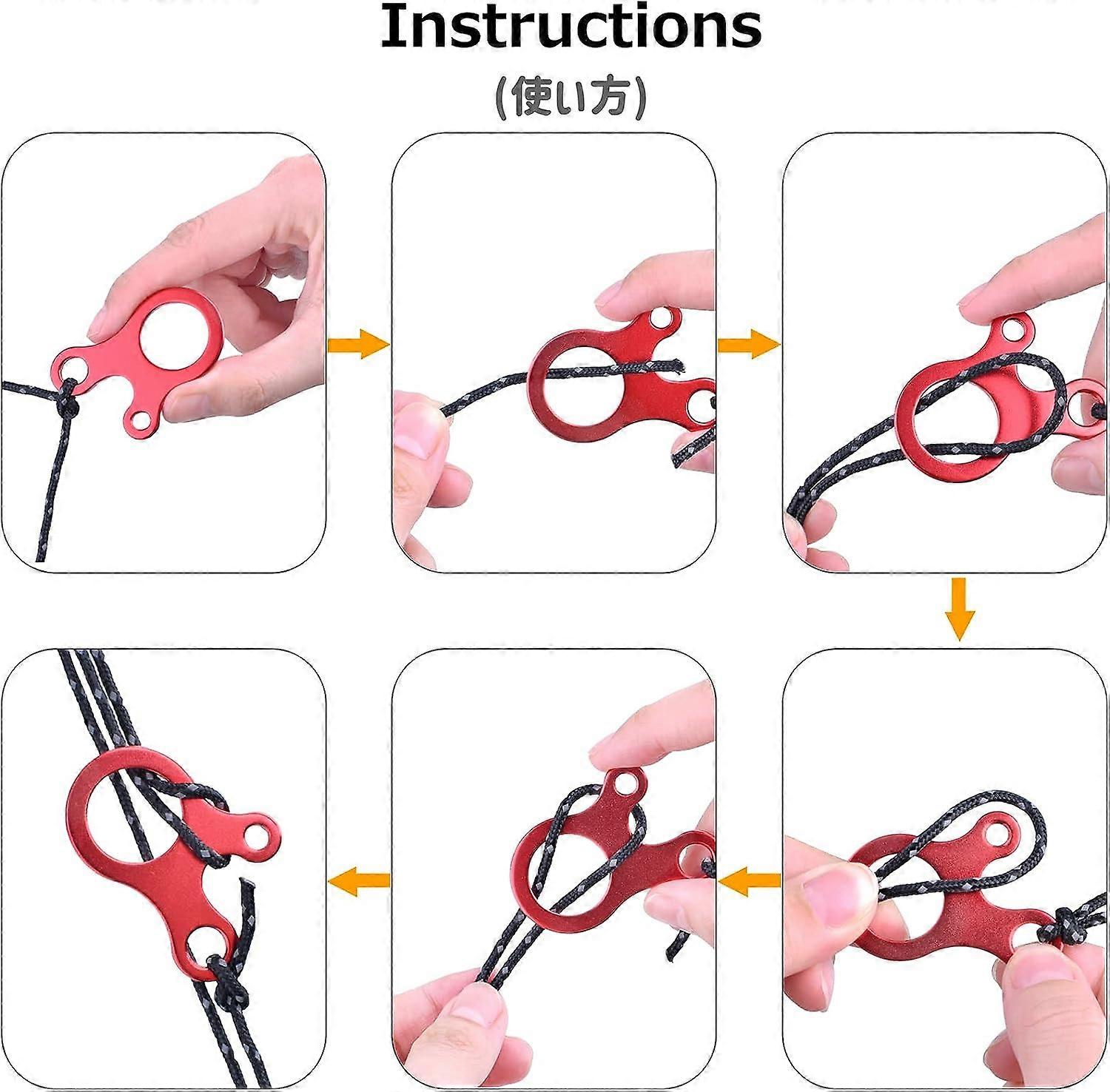 12 Pieces Camping Rope Tensioner Lightweight Aluminum Alloy Rope ...