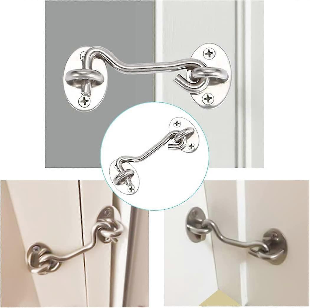 2pcs Cabin Hook,Door Latch Hook,Silver Stainless Steel Door Hook Lock ...