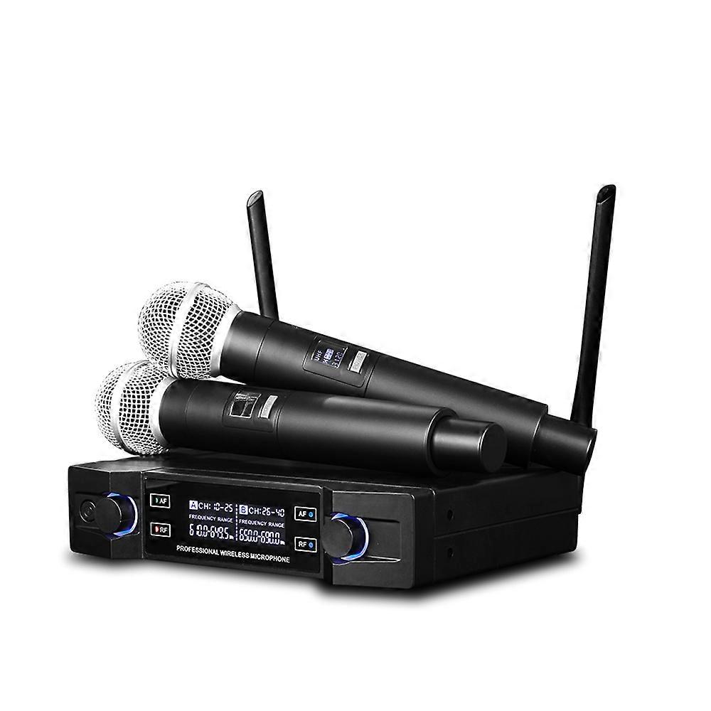 Wireless Microphone Handheld Dual Channels UHF Fixed Frequency Dynamic ...