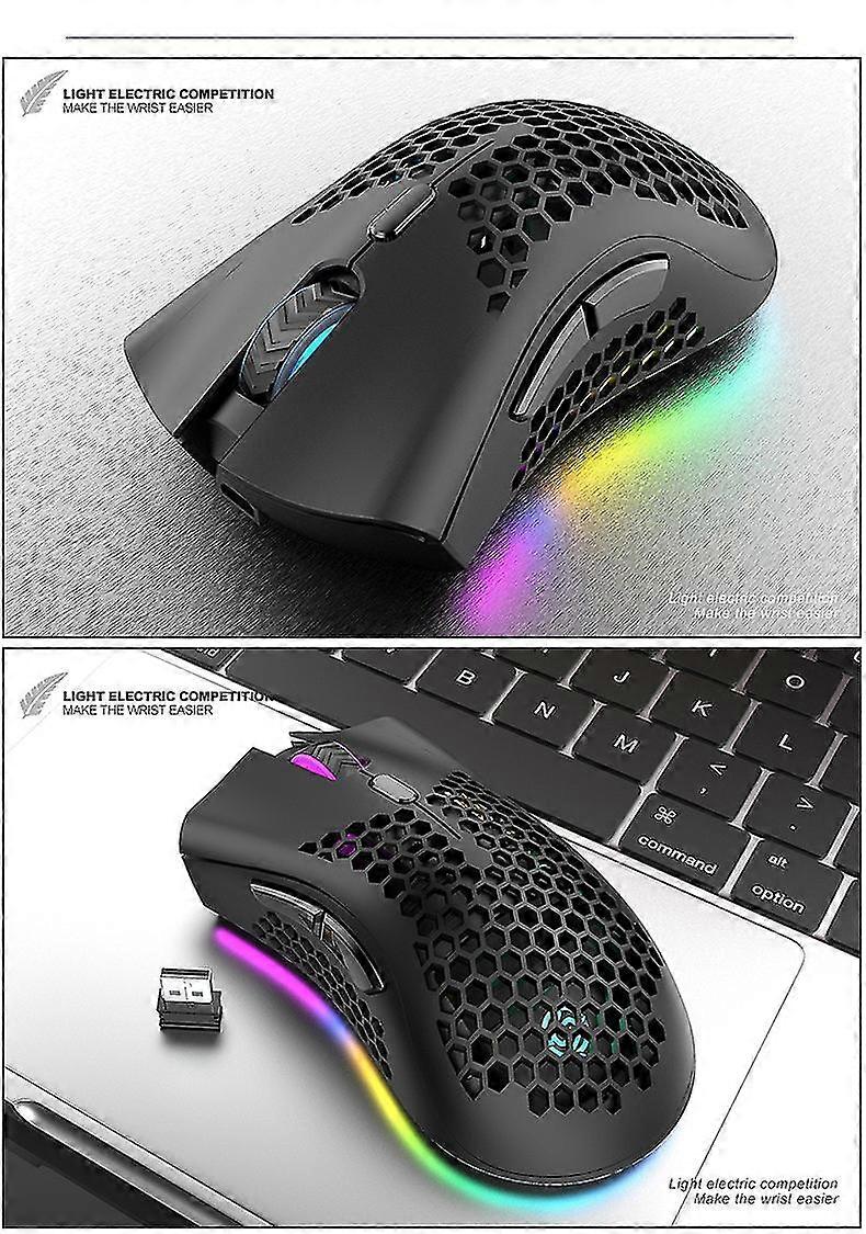 USB 2.4G Wireless RGB Light Honeycomb Gaming Mouse Desktop PC Computers ...