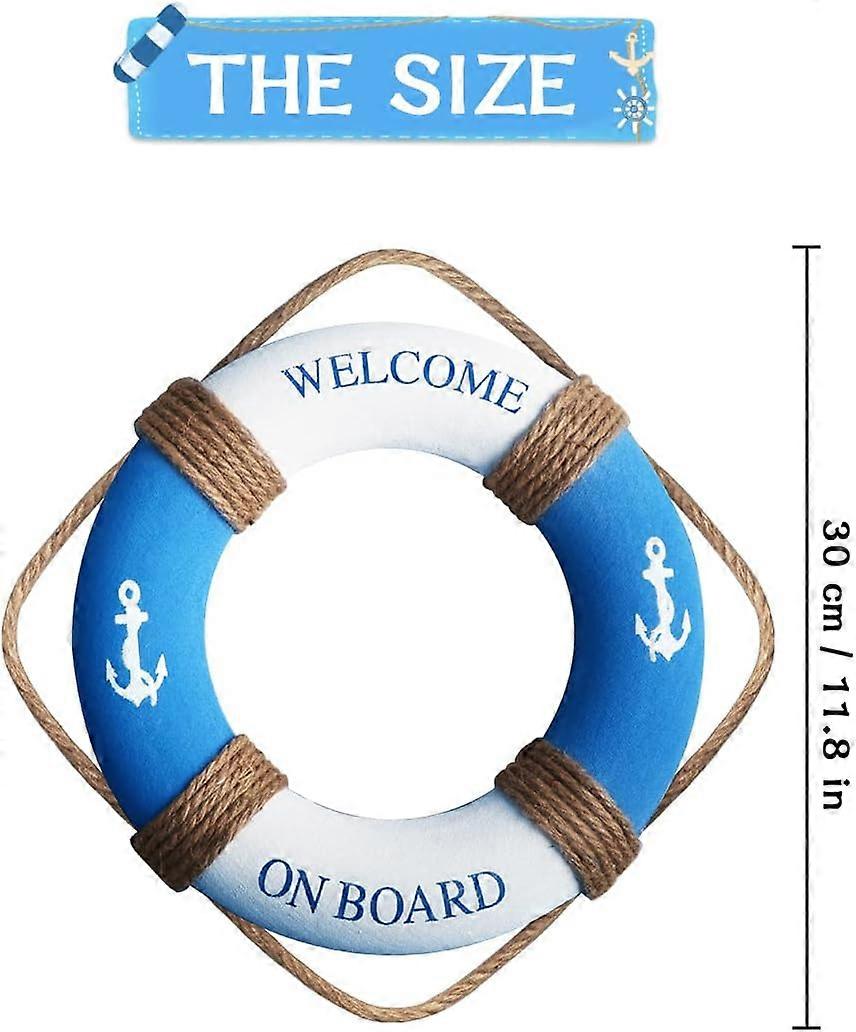 Nautical Lifebuoy Wall Decor - Beach-Themed Home Decoration (Blue White ...