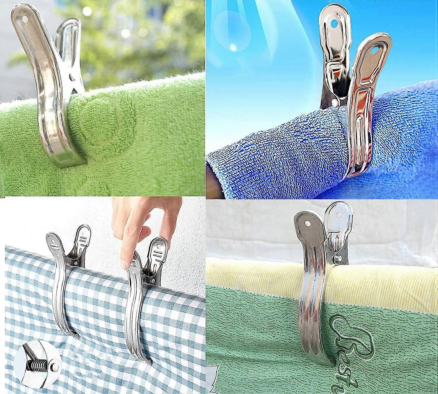 6 Pack Large Beach Towel Clips - Stainless Steel XXL Clothes Pegs ...